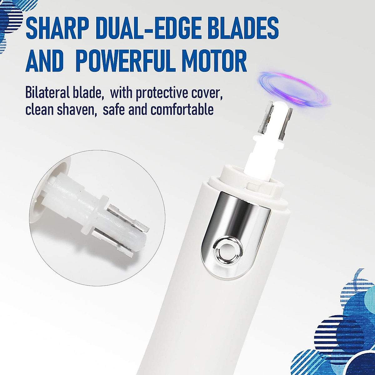 2022 Upgraded Nose Hair Trimmer,Nose Ear Trimmer for Men Women, Eyebrow and Facial Hair Removing Trimmer Clipper, Battery-Operated Dual- Edge Blades, Hair Trimmer with Waterproof (White)
