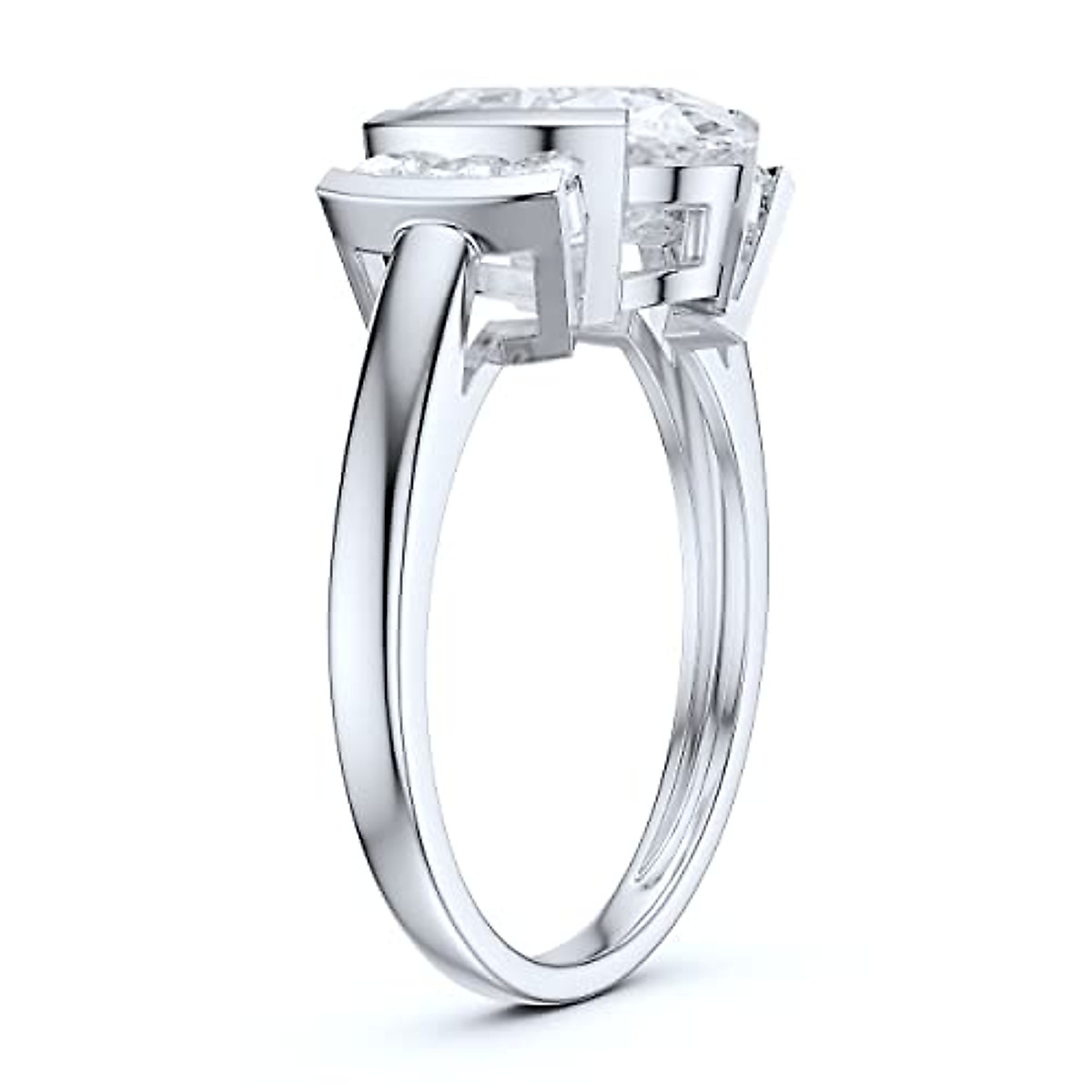 PRSTANI 10K White Gold Half Bezel Set 8x10mm 3CT Simulated Oval Cut Diamond Engagement Ring Promise Ring (6.5)