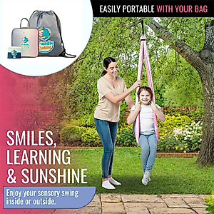 Indoor Sensory Swing for Kids or Outdoor – Holds 300lbs, Double-Layer, & 360° Swivel, Calming Compression Therapy Swing Hammock for Kids & Adults with All Hardware – Sensory-Motor Toys & Gifts