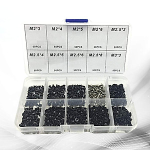 500PCS for Laptop Screws Set Replacement Mini Cross Carbon Steel Screws Set Repairing Accessory (Black) - (Size: 13X6.5X2.3CM/ Black) SCRW-128453