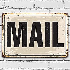 Mail Metal Sign - Great Home and Post Office Decor, Mail Delivery Sign and Mail Collection Box Decoration, Classic Gift for Mail Man, 8x12 Use Indoors/Outdoors Durable Vintage Metal Sign