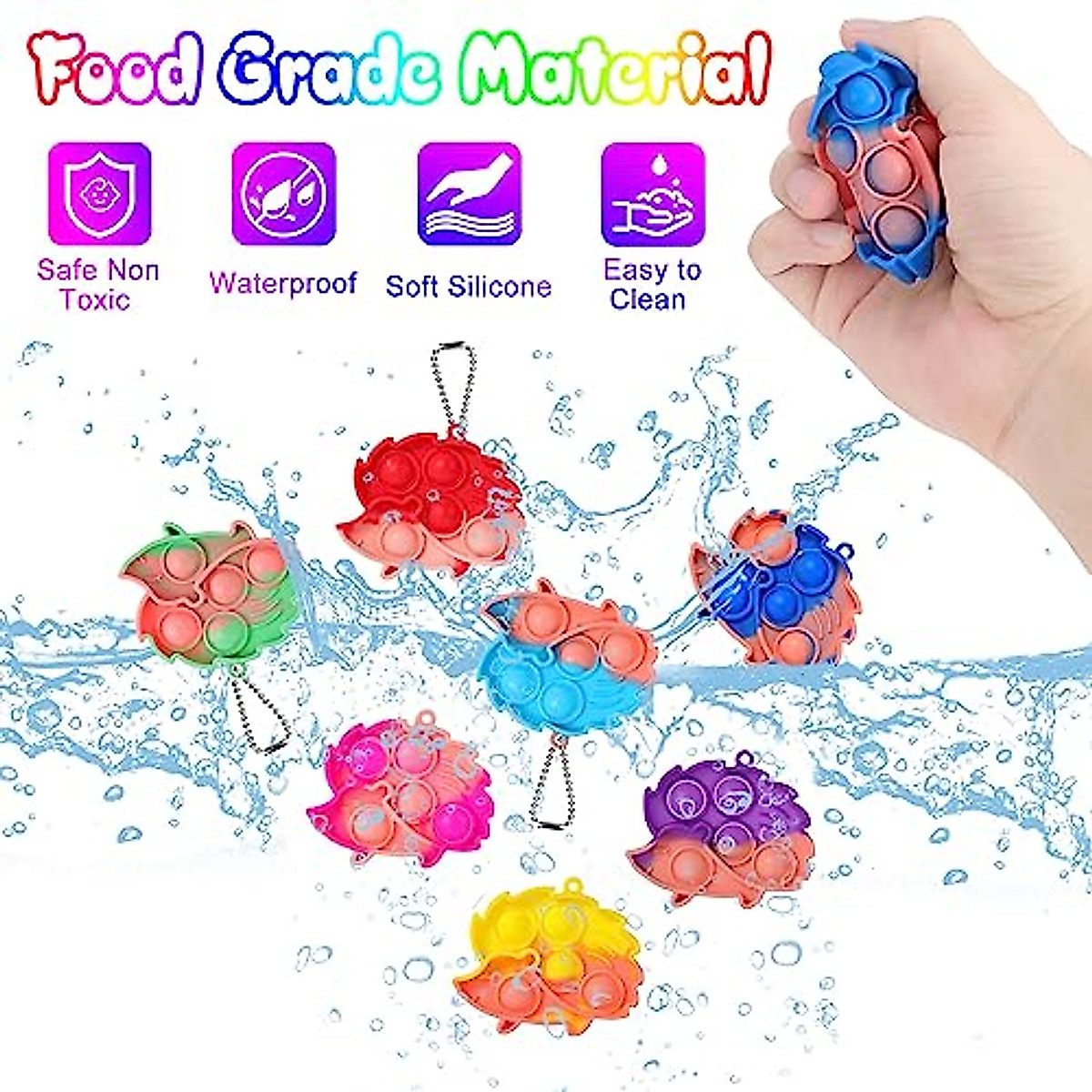 Pop Fidget Toys Its Party Favors for Kids 4-8 8-12, 20PCS Hedgehog Toy Mini Pop Keychain It Fidget Toy Bulk Fidgets for Classroom Prizes for Kids Birthday Goodie Bag Stuffers Autism Sensory Toys Packs