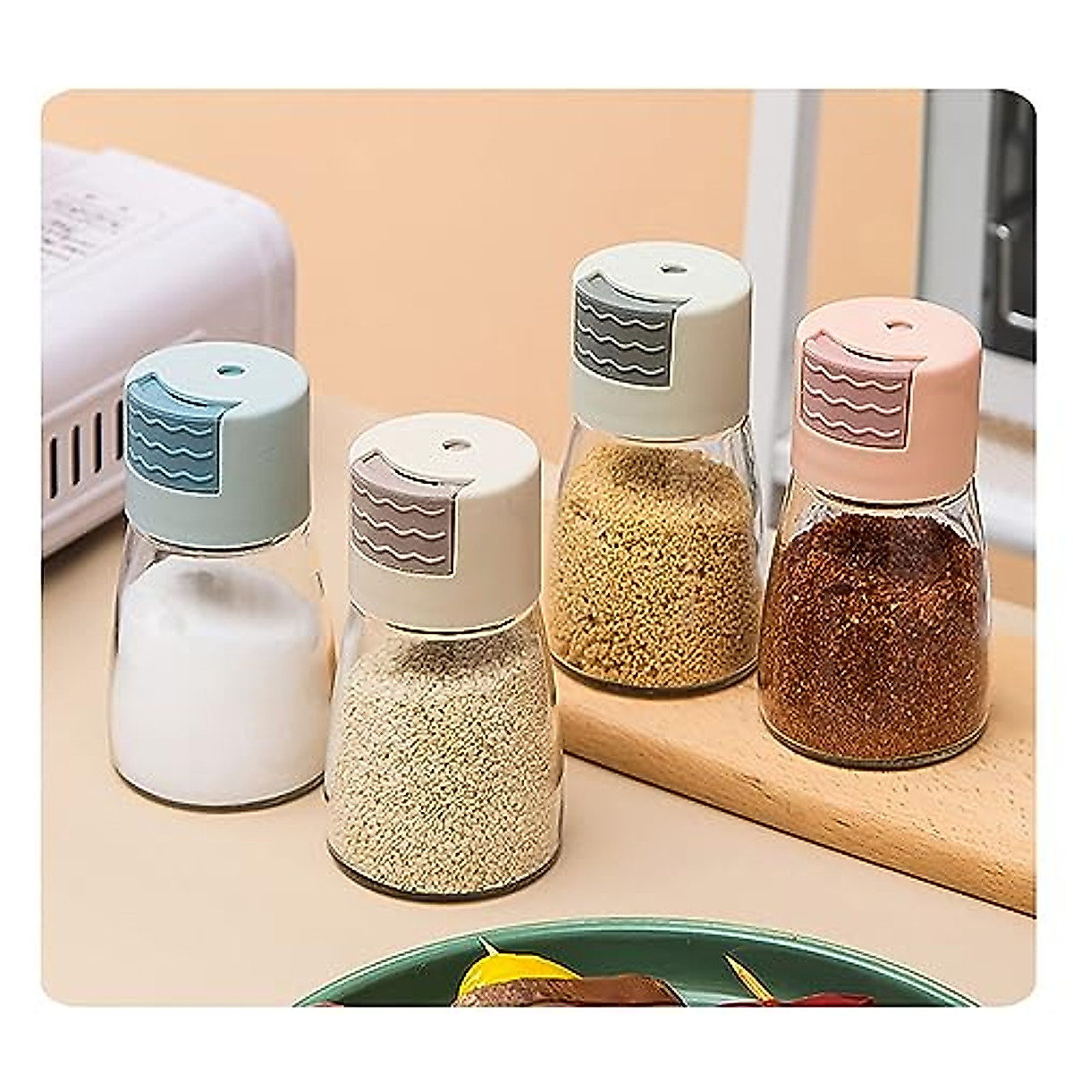 Salt And Pepper Shakers Precise Quantitative Push Type,0.5g Metering Salt Shaker,Clear Glass Salt Shakers For Kitchen,Salt And Pepper Shakers Set,Glass Salt Shaker Dispenser (2PCS-E)