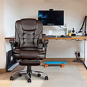 Ergonomic Office Chair with Footrest Massage Executive Office Chair High Back Office Chair with Lumbar Support Leather Recliner Chair for Home Computer Desk