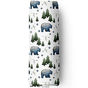 AENNE BABY Muslin Swaddle Blanket for Boys & Girls, Infant Toddler Quilt, Luxurious Wrap, Soft and Silky Stroller & Nursing Cover, Tribal Bear in Woodland Blankie, Large 47"x 47", 1 Pack