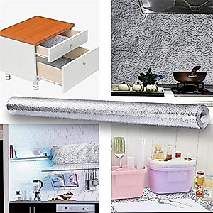 Gneric Kitchen Backsplash Aluminum Foil Wall Paper Oil-Proof Wall Sticker DIY Self-Adhesive for Stove Cabinet Countertop Drawer (40*100cm, 1Pc)
