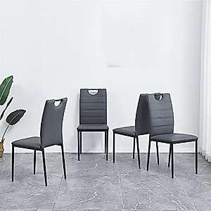 Dining Chair Set for 4 1 Wood Top Casual Coffee Table 4 Leather Chairs with Cushions and High Backs