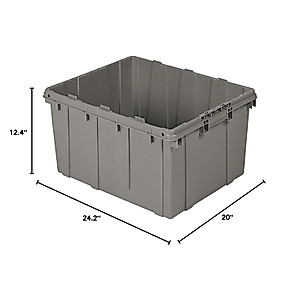 Buckhorn DL2420120201000 Plastic Nesting Detached Lid Container, 24-Inch x 20-Inch x 12-Inch, Grey