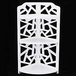 Liyeehao 3 Tier Corner Shelf, PVC Foam Board Small Corner Shelves Large Storage Area Plant Standing Rack, Storage Rack for Small Spaces Bathroom Bedroom Kitchen Garage