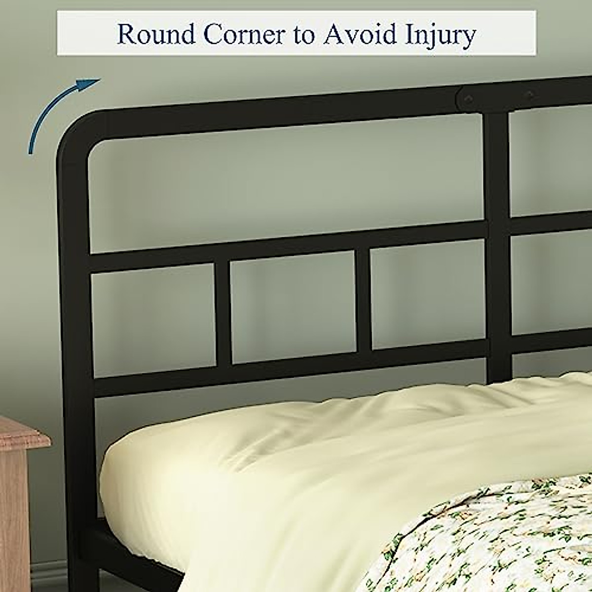 Richwanone Full Size Bed Frame with Headboard and Footboard, 14 inch Metal Platform with Steel Slat Support, No Box Spring Needed, Easy Assembly, Black