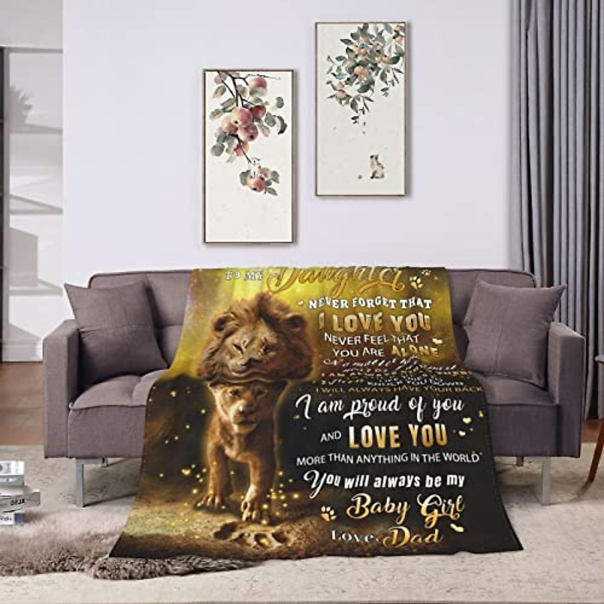 WUTZTIFE to My Daughter Blanket Gifts from Dad Blanket for Daughter Flannel Blanket for Birthday Anniversary Graduation Couch Sofa Bedroom 50"x60"