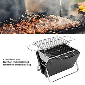 Charcoal Grill Portable smoker grill Travel BBQ Grill Foldable Barbecue Grill for Camping Outdoor Cooking Backyard Patio Picnic(Black)