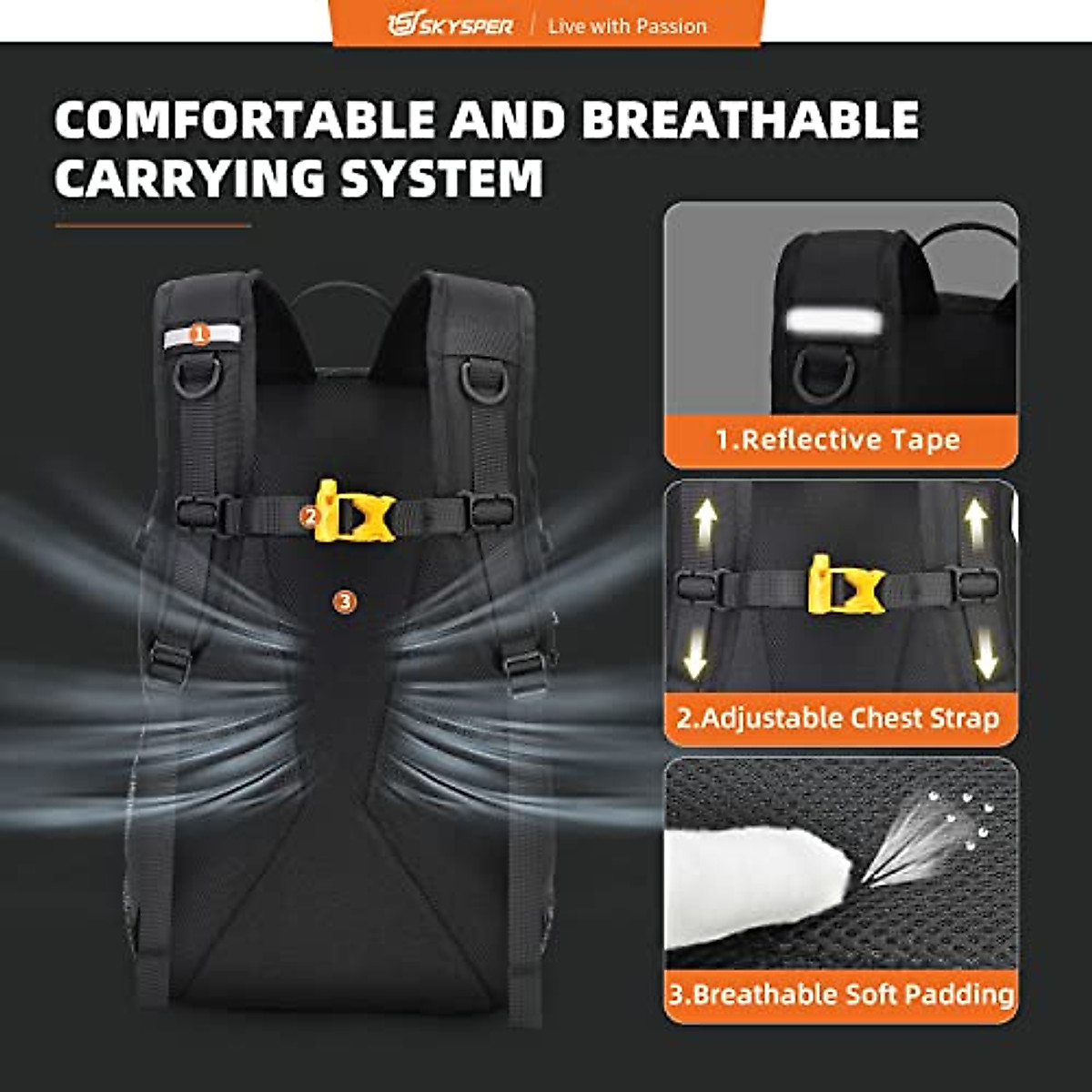 SKYSPER Laptop Backpack 30L Travel Backpack for Women Men Work Business Backpack Bookbag Fits up to 17 Inch Laptop(Black)