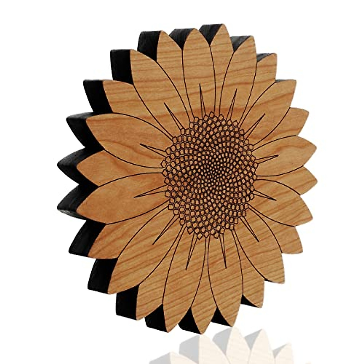Sunflower Trivet - Hand Crafted in The USA From Solid Cherry Hardwood