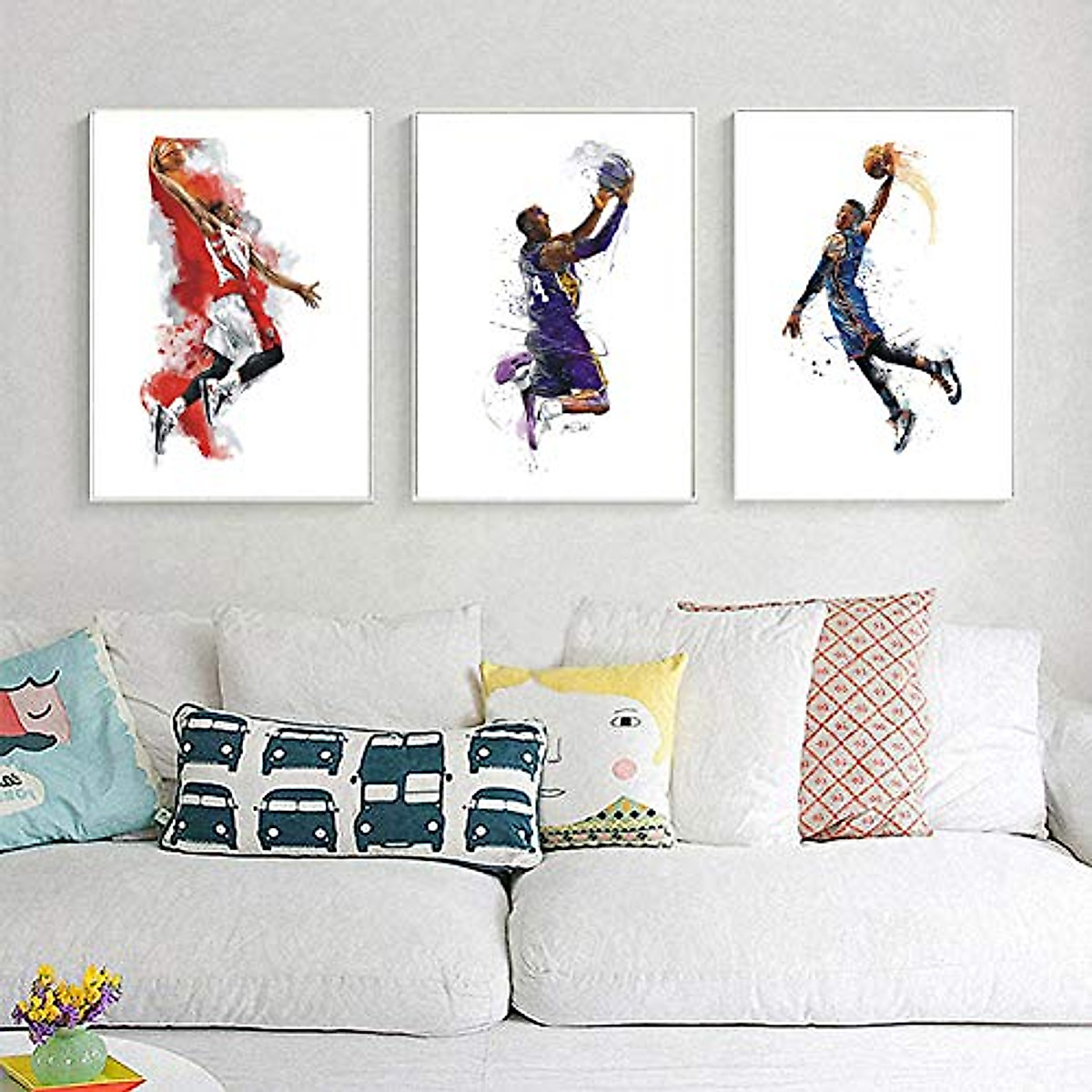Basketball art Canvas Painting,Kobe Bryant Poster Pictures Prints ,Basketball Wall art Prints Suitable for Boys Bedroom, Frameless,(8x 10 inx4)