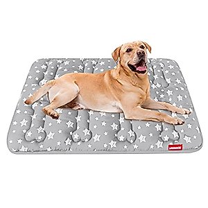 Dog Crate Mat (36" X 23"), Soft Dog Bed Mat with Cute Stars, Personalized Dog Crate Pad, Anti-Slip Bottom, Machine Washable Kennel Pad