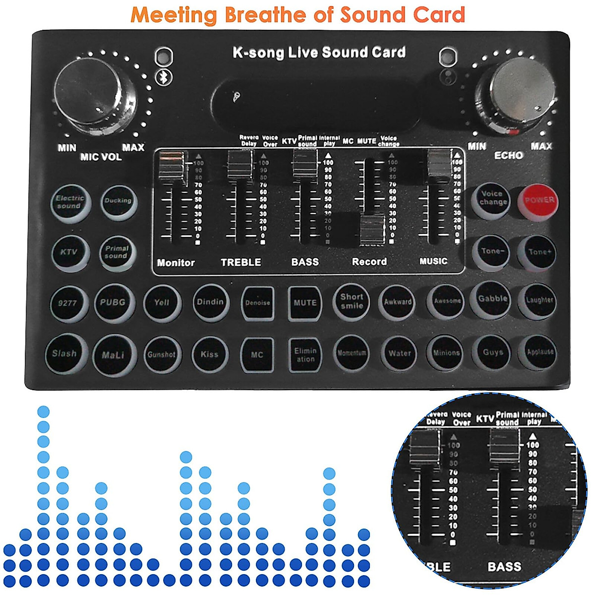 Audio Mixer, Mini Sound Dj Mixer Board,Universal Voice Changer External Live Sound Card with 18 Sound Effects for Karaoke Singing for Phone Laptop Computer，Gaming Live Streaming