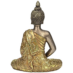 TERESA'S COLLECTIONS Antique Gold Buddha Statue Zen Decor, Small Meditation Decor Resin Decorative Yoga Collectible Figurines for Indoor Home Desk Tabletop Spiritual Living Room Decorations, 9.1"