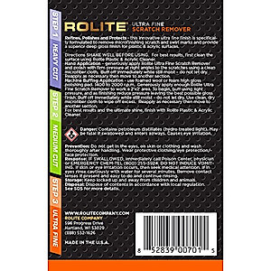 Rolite Ultra Fine Scratch Remover (8 fl. oz.) for Plastic & Acrylic Surfaces Including Marine Strataglass & Eisenglass, Headlights, Aquariums