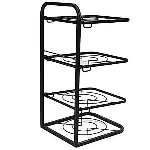 STARNOONTEK Under Sink Organizers and Storage, Kitchen 4 Tiers Adjustable Pots Organizer Space Saving Pan Rack for Under Sink Cabinet Countertopm,Black