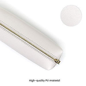 DOBMIT PU Pencil Pen Case Portable Stationery Bag Big Capacity Pencil Pouch Cosmetic Organizer Bag for Student Girl or Boy- Beige