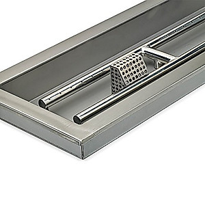 24" x 8" Stainless Steel Rectangular Drop-in Fire Pit Pan With Electric Ignition System kit, CSA Certified, Propane Version