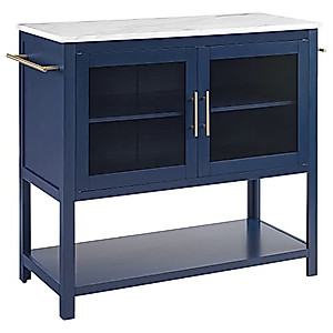 Crosley Furniture Katrina Kitchen Island with Faux Marble Top, Navy