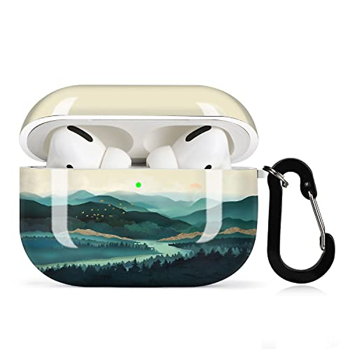 Lapac AirPod Pro Case Green Mountain AirPods Pro Case Cover Accessories Protective AirPods Pro Case Green Forest Cover with Keychain Durable Anti Lost Case for Wireless AirPods Pro Charging Case