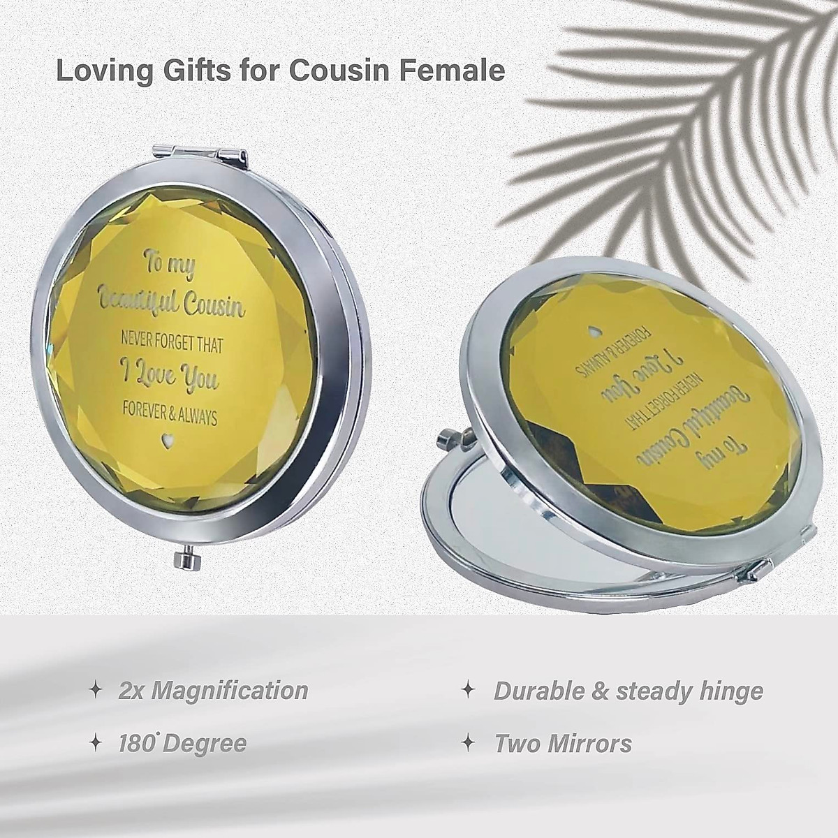 MALLAbyLAMMA Birthday Gift for Cousin Female, Cousin Bracelets for Women, Cousin Mirror Compact, I Love You Cousin, Favorite Cousin Gifts, Sister Cousin Gifts, Gift for Cousin Christmas