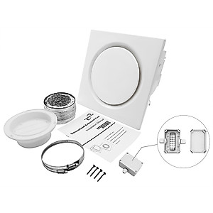 POWERENG Bathroom Fan Ultra-Quiet Bathroom Ventilation, Exhaust Fan,123CFM 0.7 Sones 40W,4 Inch Duct Collar,White,9 Inch Opening size,Easy to Install & Replace