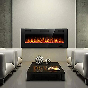 Antarctic Star 36 Inch Electric Fireplace in-Wall Recessed and Wall Mounted, Fireplace Heater and Linear Fireplace with Multicolor Flame, Timer, 750/1500W Control by Touch Panel & Remote
