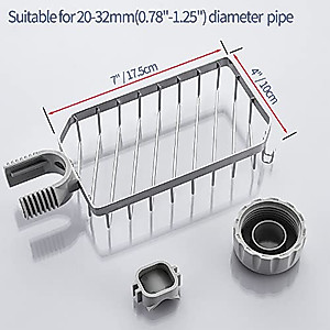 LONIN Sponge Holder Over Faucet Kitchen Sink Caddy Organizer, Stainless Steel Detachable Hanging Faucet Drain Rack for Bathroom, Scrubbers, Soap, Chrome