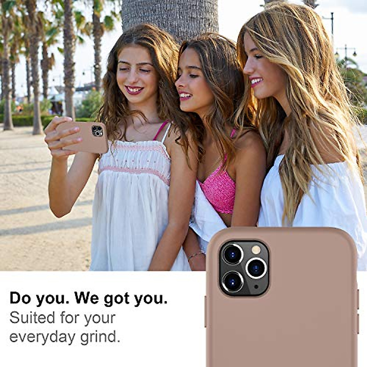 DEENAKIN iPhone 11 Pro Max Case with Screen Protector,Soft Flexible Silicone Gel Rubber Bumper Cover,Slim Fit Shockproof Protective Phone Case for iPhone 11 Pro Max 6.5" Light Brown