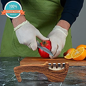 Speedy Barcodes Voguish Kitchen 3-stage wooden grained manual knife sharpener,Kitchen Knife Accessories to Repair,Grind,Polish Blade,Professional Knife Sharpening Tool for Kitchen Knives
