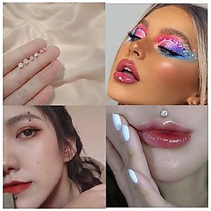 Dyknasz Opal Medusa Piercing Jewelry 16G Stainless Steel Labret Jewelry Lip Rings Snake Bite Piercing Jewelry Different Size Tragus Earrings Forward Helix Cartilage Conch Earring Stud Flat Back