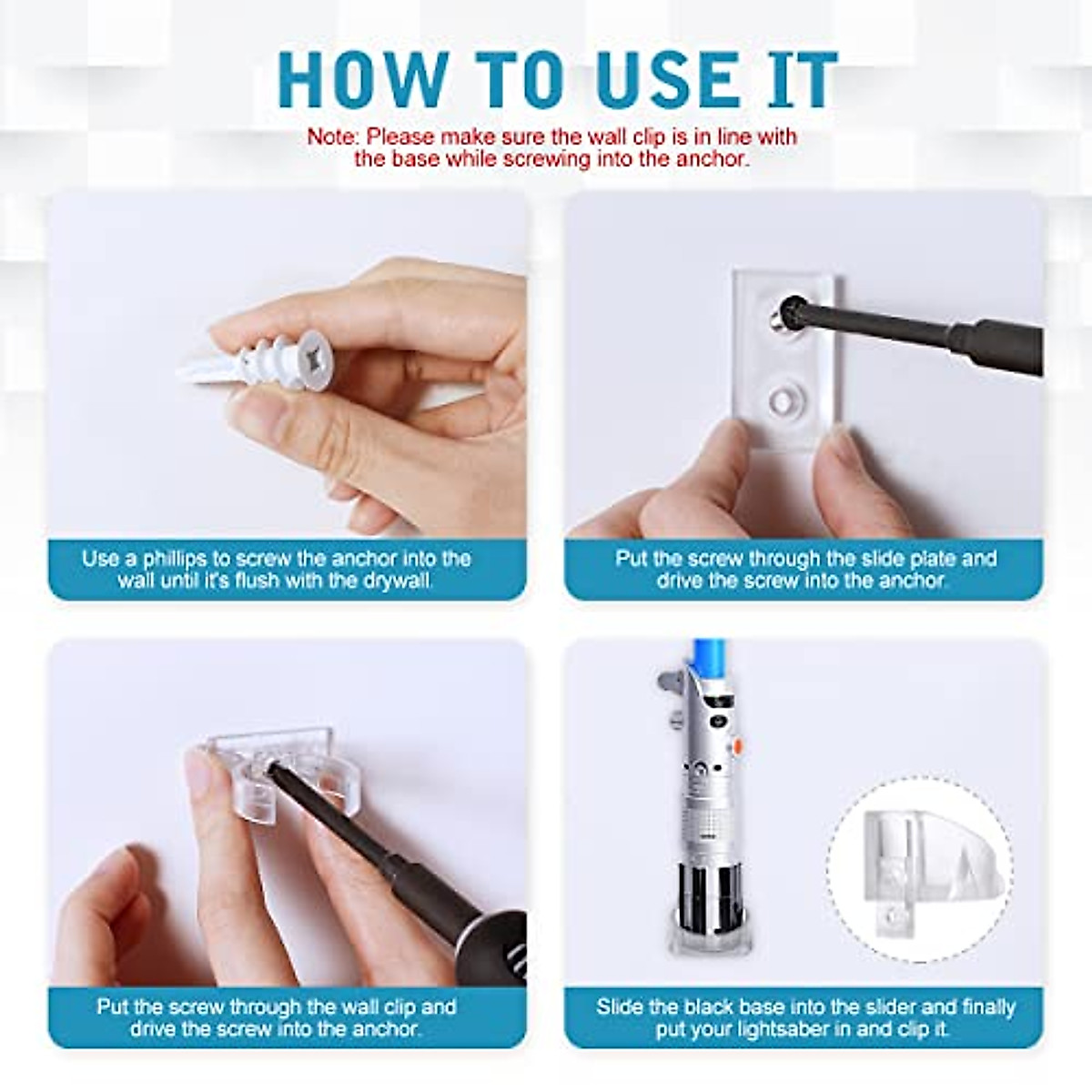 Lenink 2 Pack Clear Lightsaber Wall Mount, Lightsaber Holder Rack Compatible with Galaxy’s Edge Lightsabers, Darth Revan Lightsaber, Darth Vader Sabers and Most Lightsaber