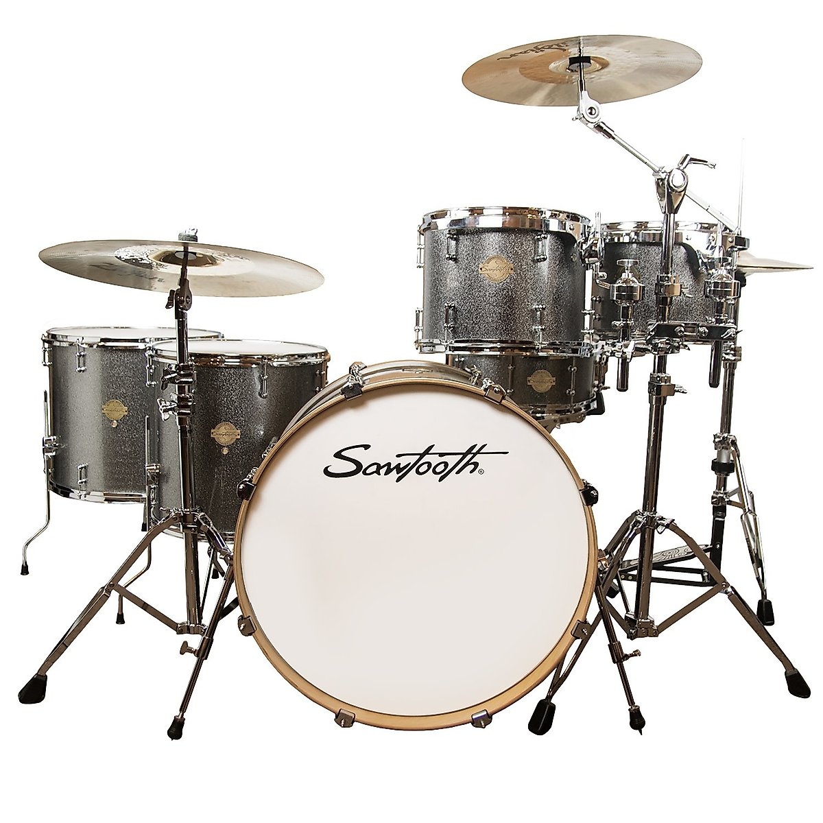 Sawtooth Command Series 6-Piece Shell Pack with 24" Bass Drum, Silver Sparkle, (ST-COM-6PC-24-SSPK)