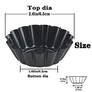 Xstronq Egg Tart Molds 12PCS Tart Pan, Mini Carbon Steel Non Stick Tart Pans, Tart Molds For Baking (2.6 inch)