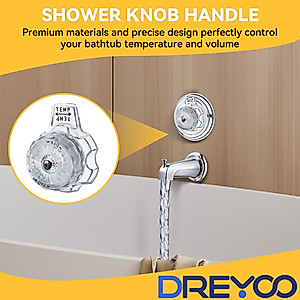 Dreyoo 1 Set Replacement for MXT11 Temperature and Volume Handles Compatible with Mixet Tub and Shower Knob Replacement Acrylic Shower Volume Control Handle Bathtub Hot Cold Temperature Control Part