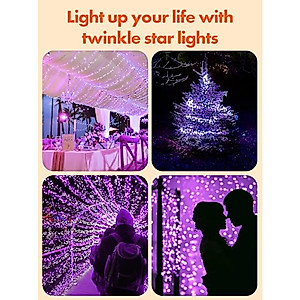 Twinkle Star 4 Pack Outdoor Solar String Lights, 39.4 FT 120 LED Solar Powered Halloween Decorative Fairy Lights with 8 Modes, Waterproof Black Wire for Christmas Patio Yard Wedding Party, Purple