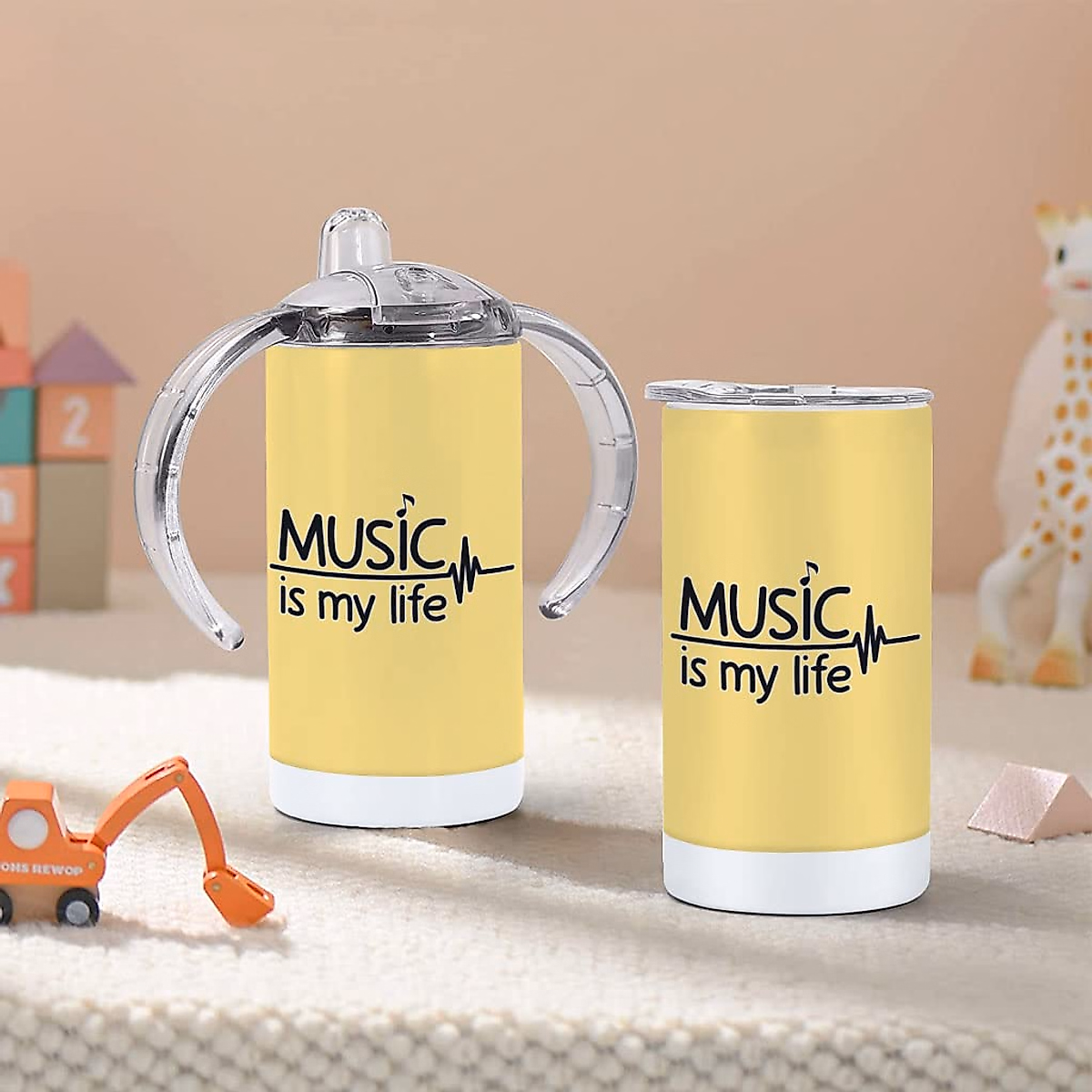 Music is My Life Sippy Cup - Print Baby Sippy Cup - Heartbeat Sippy Cup