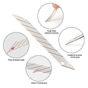 FOSHIO 30 Degree Snap Off Blades 9MM Universal Art Knife Replacement Blades, High Hardness Carbon Steel Material, Auto Vinyl Wrap Office Cutter Craft Knife Sharp Blades, Pack of 100