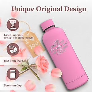 A Wise Woman Once Said I'm Outta Here and Lived Happily Ever After Engraved Insulated Stainless Steel Water Bottle Tumbler Cap Lid 17 oz. (Pink)