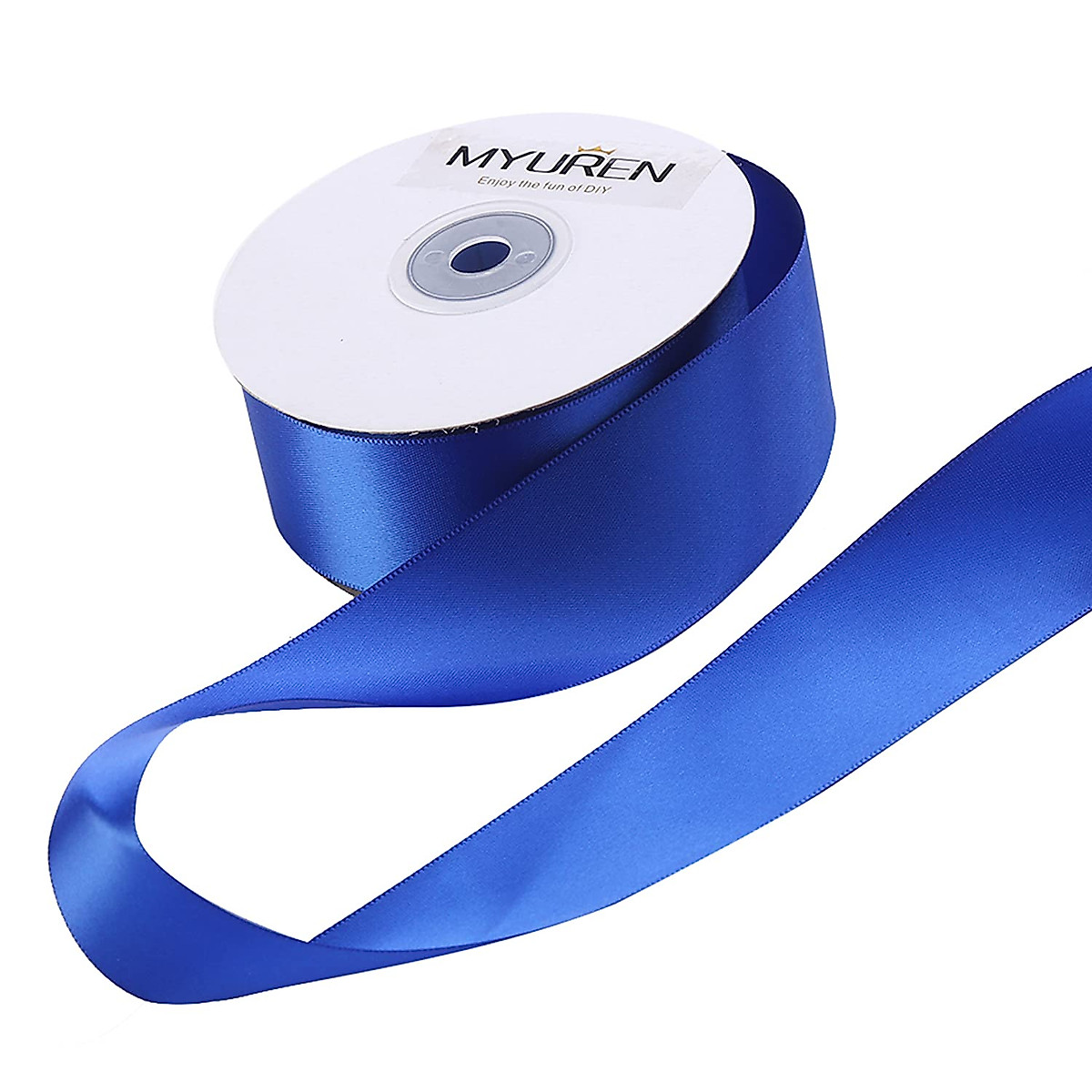 1-1/2" Wide Double Faced Royal Blue Polyester Satin Ribbon for Crafts, Wedding, Gift Wrapping, Bow Making,Party Decoration, Christmas Tree Deco (25 Yards)