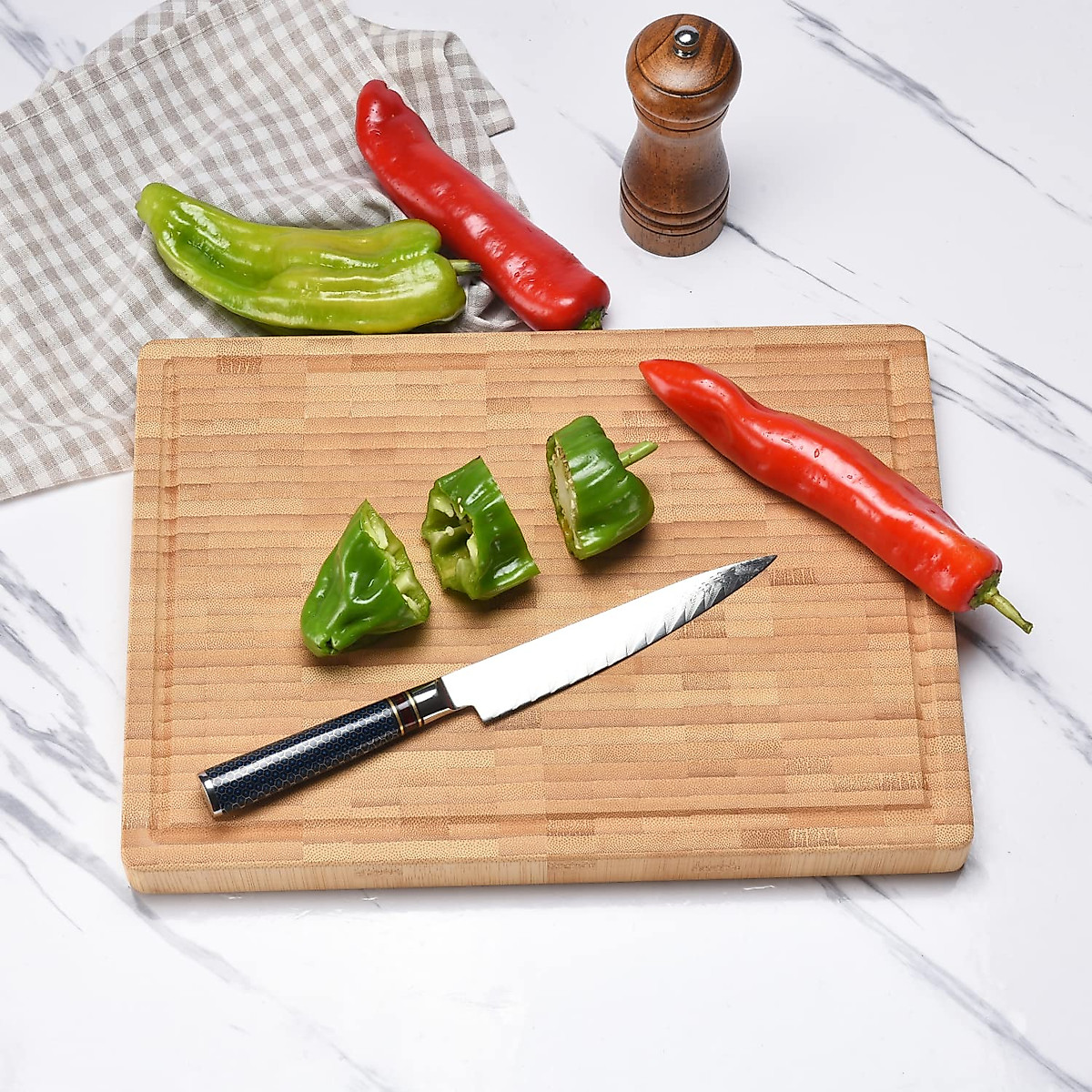 Prosumers Choice Large Bamboo Cutting Board for Kitchen - 14x10-Inch Heavy Duty Wood Chopping Boards for Meat, Fruits, and Vegetables - Rectangular Kitchen Serving Tray or Turkey Carving Block