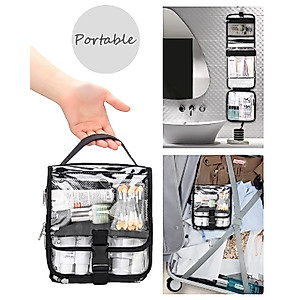Relavel Hanging Toiletry Bag TSA Approved Clear Toiletry Bag for Women and Men 2 in 1 Removable TSA Liquids Travel Bag Waterproof Carry On Airline 3-1-1 Compliant Bag Quart Sized Luggage Pouch (Clear)