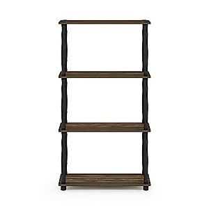 Furinno Turn-N-Tube 4-Tier Multipurpose Shelf Display Rack, Classic Tubes, Columbia Walnut/Black