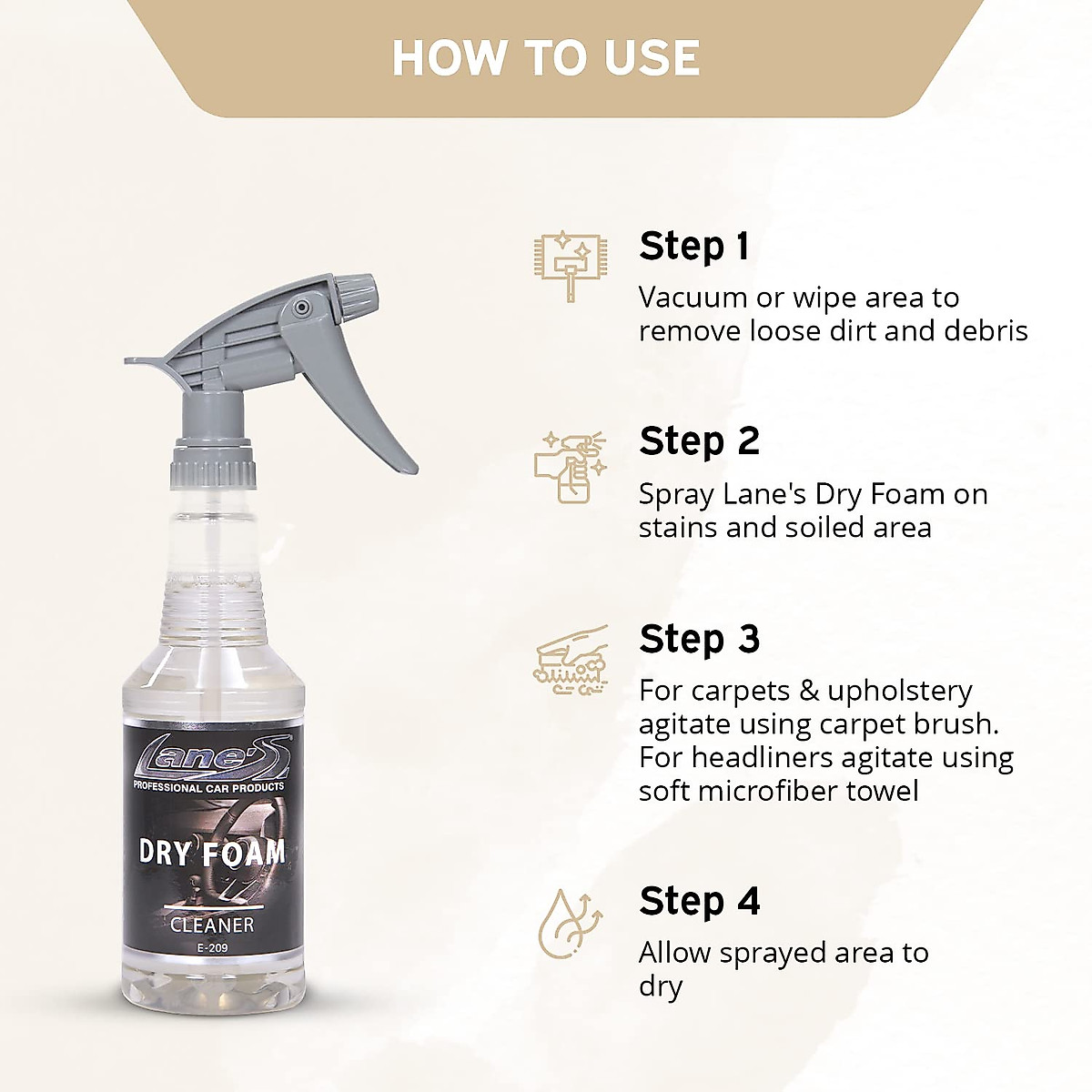 Lane’s Car Products Dry Foam Upholstery Cleaner - 32 oz
