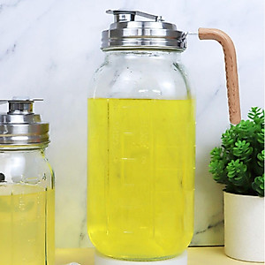 Generic 2 Mason Jar Pour Spout Lid, 86mm Stainless Steel Mason Jar Lids With Handle, Mason Jar Pitcher Lid With fl-ip Cap Pouring Spout, Portable Travle Drinking Lid, IA14BWGB6F3V86LMHDF