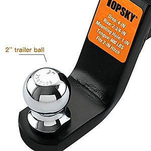 TOPSKY Trailer Hitch Ball Mount with 2-inch Ball & Hitch Pin, Fits 2-inch Receiver, 4 inch Drop